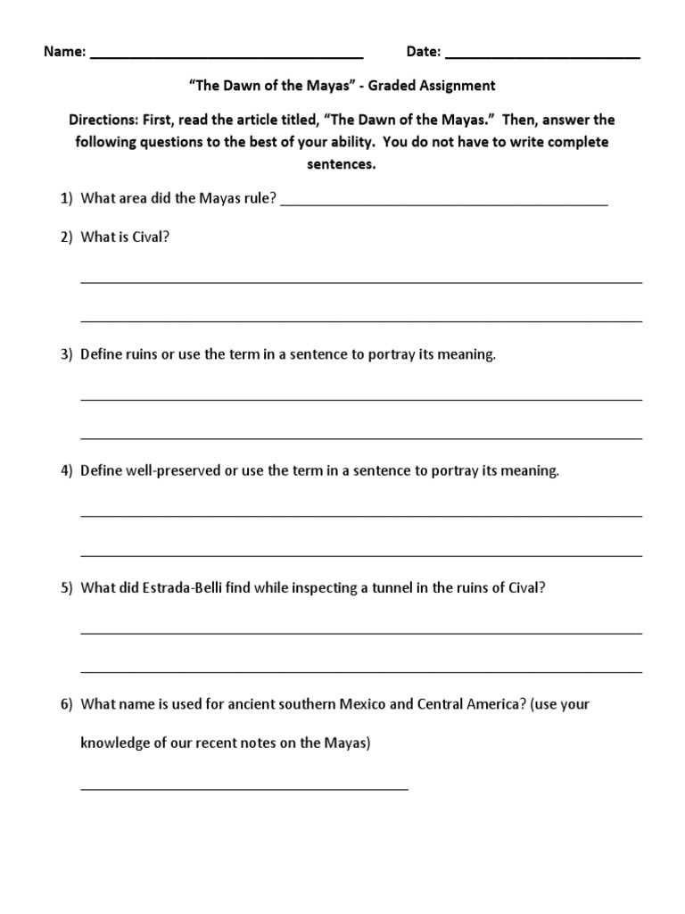 The Dawn of The Mayas Questions | PDF | Maya Peoples | Maya Civilization