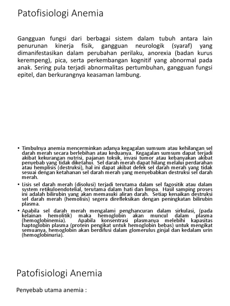 Patofisiologi Anemia | PDF