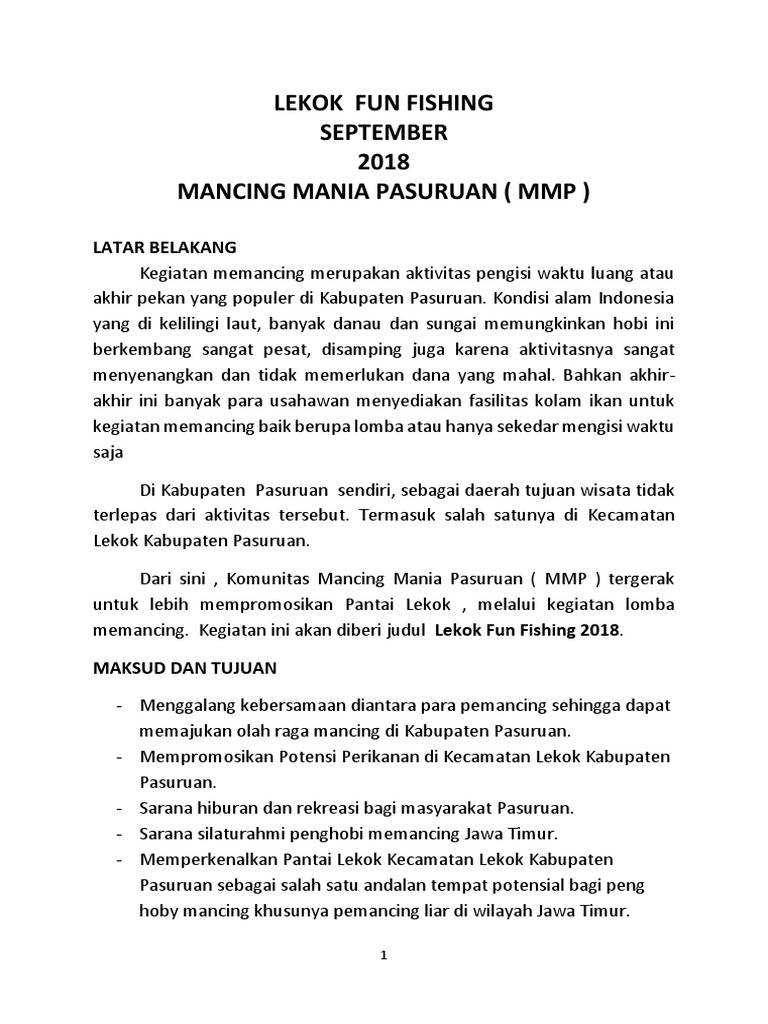 Aturan Lomba Mancing Lekok 2018 | PDF