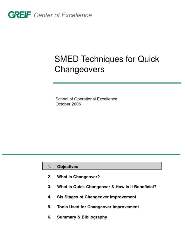 SMED Quick Changeover Guide | PDF