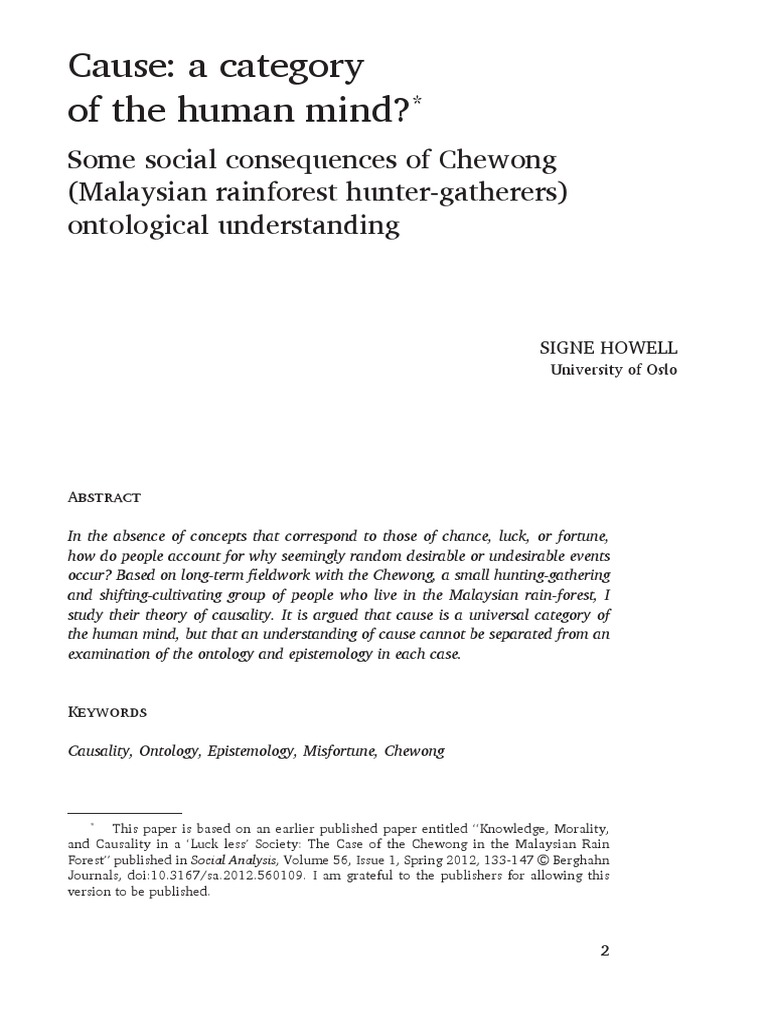 Cause: A Category of The Human Mind? | PDF | Causality | Epistemology
