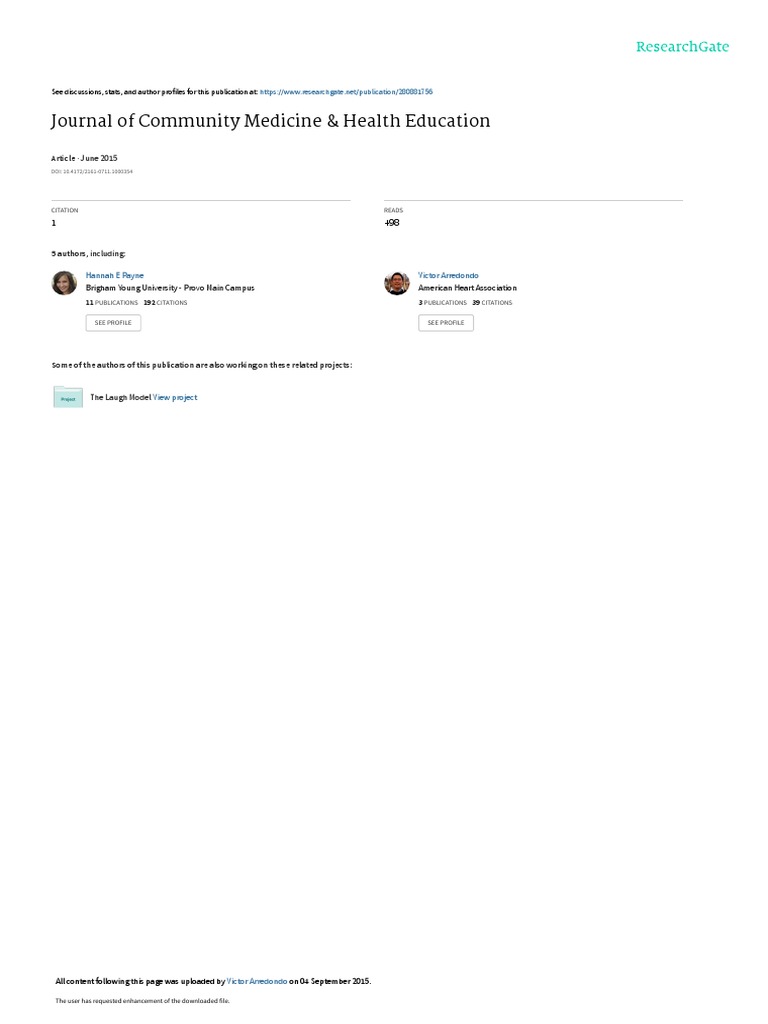 Journal of Community Medicine & Health Education: June 2015 | PDF ...