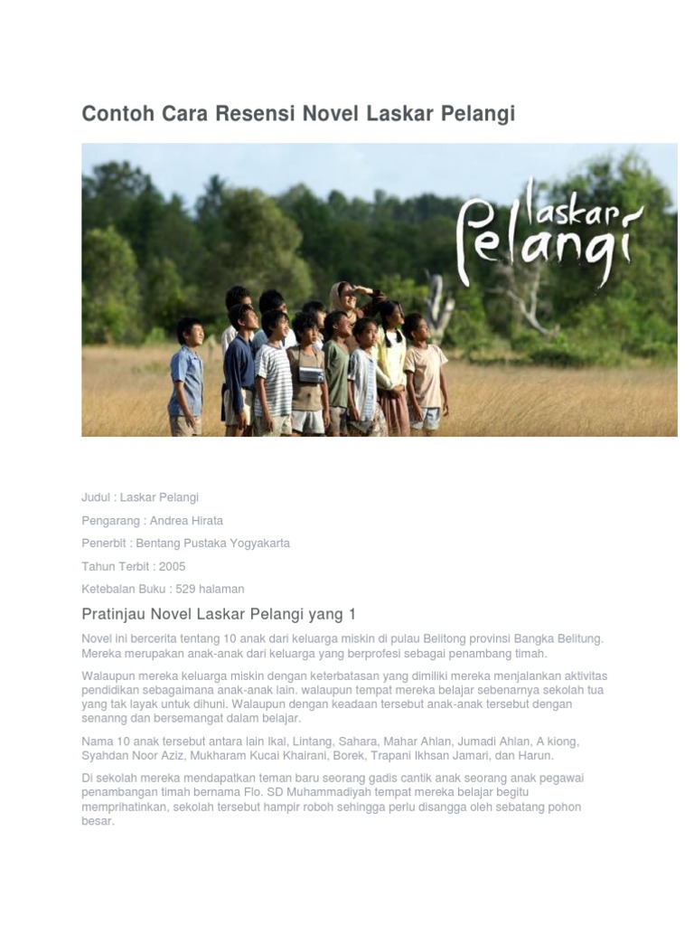 Contoh Cara Resensi Novel Laskar Pelangi | PDF