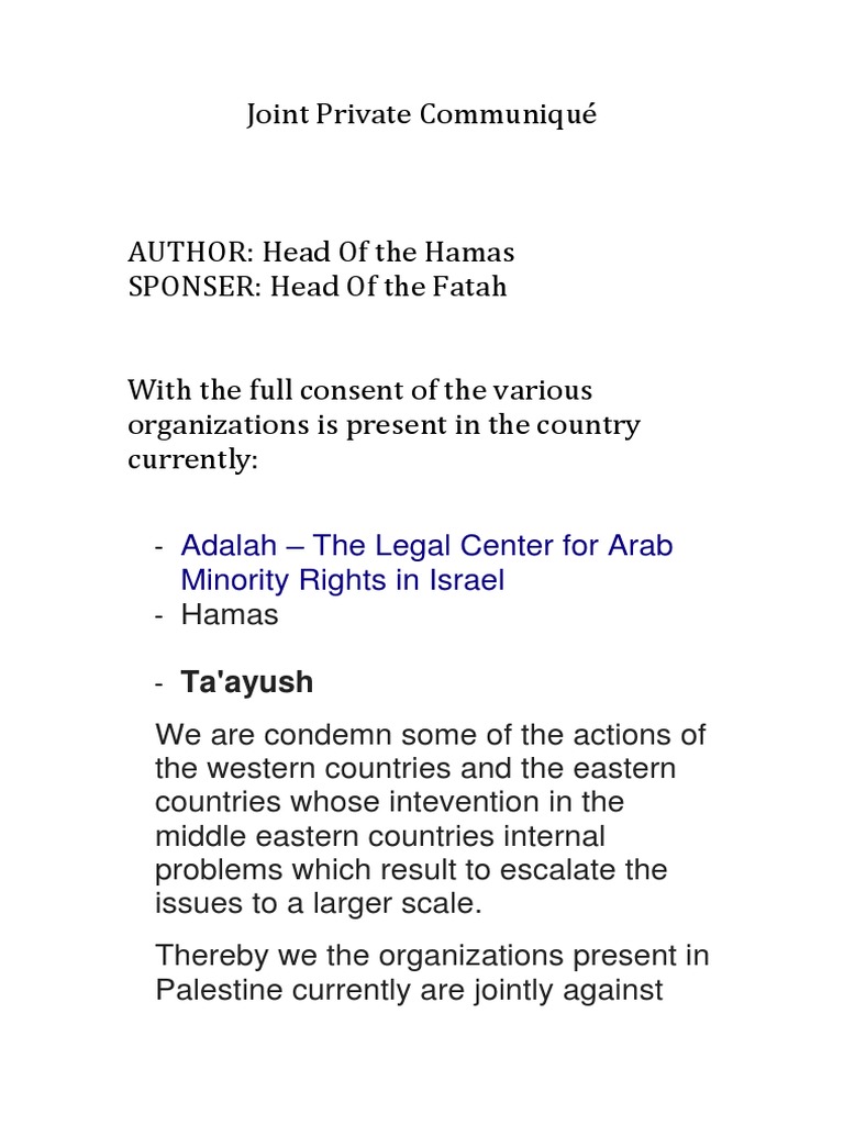 Joint Private Communiqué | PDF