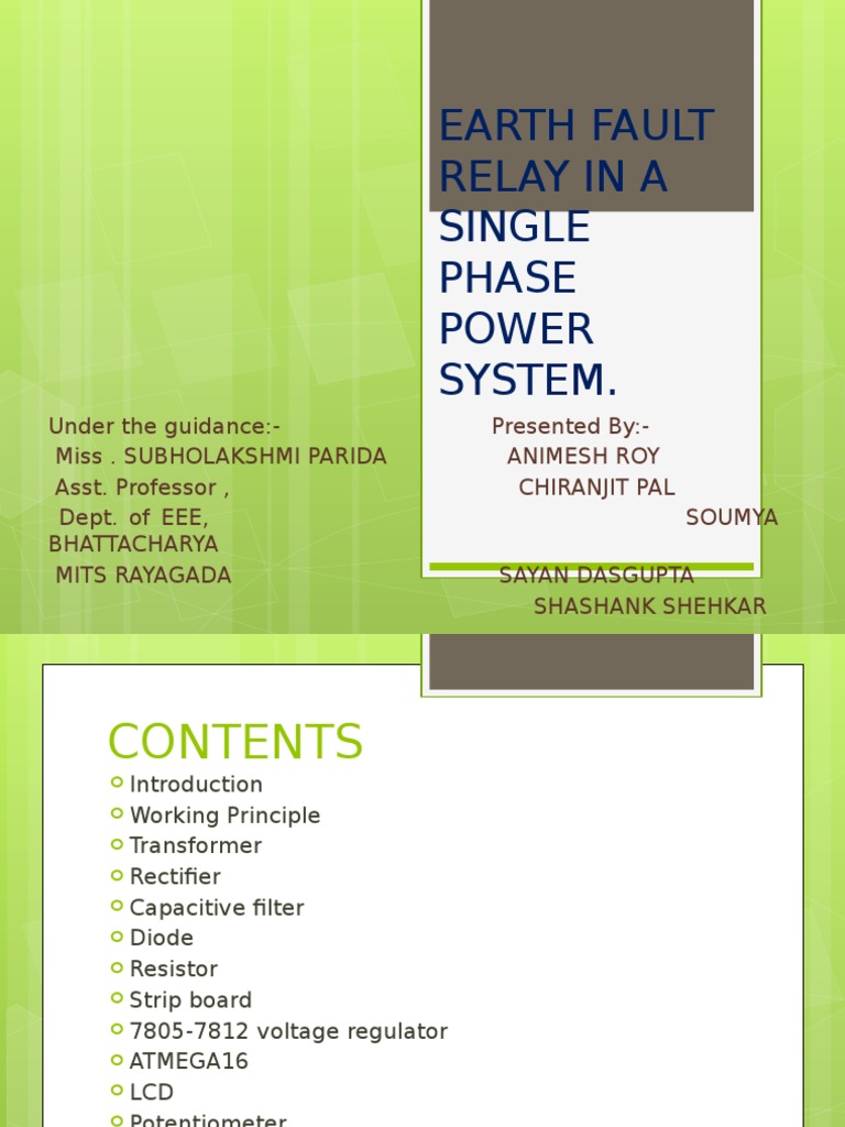Earth Fault Relay Guide for EEE Students | PDF | Rectifier | Capacitor