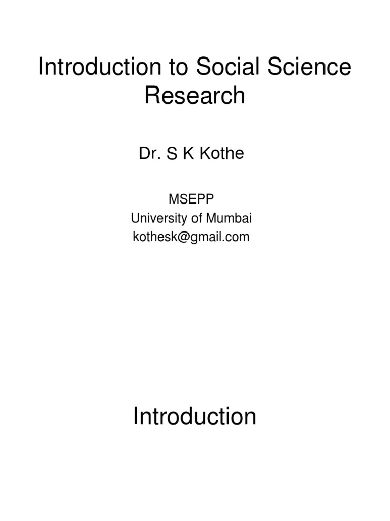 Introduction To Social Science Research Pdf Scientific Method