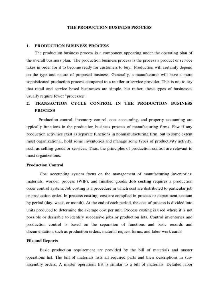 Production Business Process | PDF | Inventory | Business Process