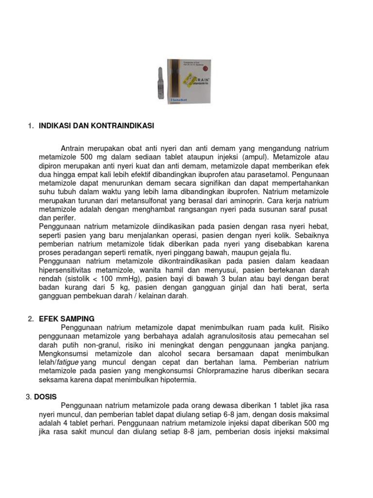 Antrain Indikasi Dan Kontraindikasi | PDF