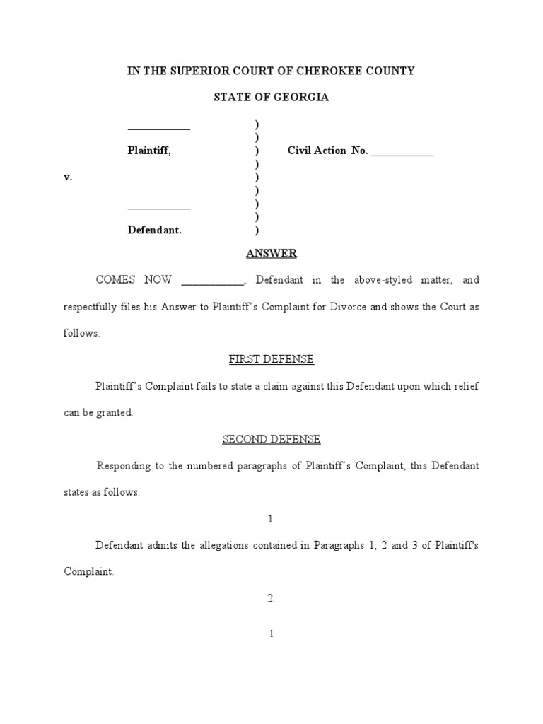 Sample Answer | PDF | Complaint | Equity (Law)