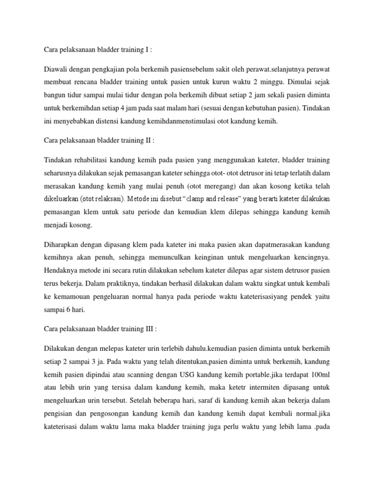 Cara Pelaksanaan Bladder Training I | PDF