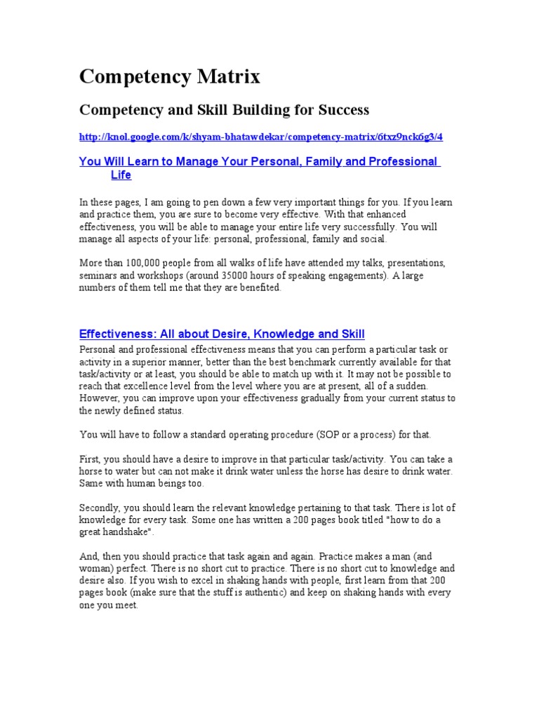 Competency Matrix | PDF | Competence (Human Resources) | Etiquette