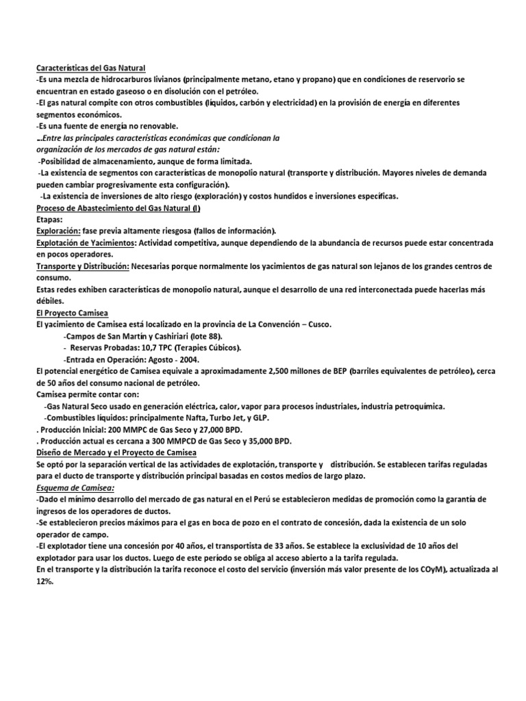 Características Del Gas Natural | PDF | Petróleo | Gas natural