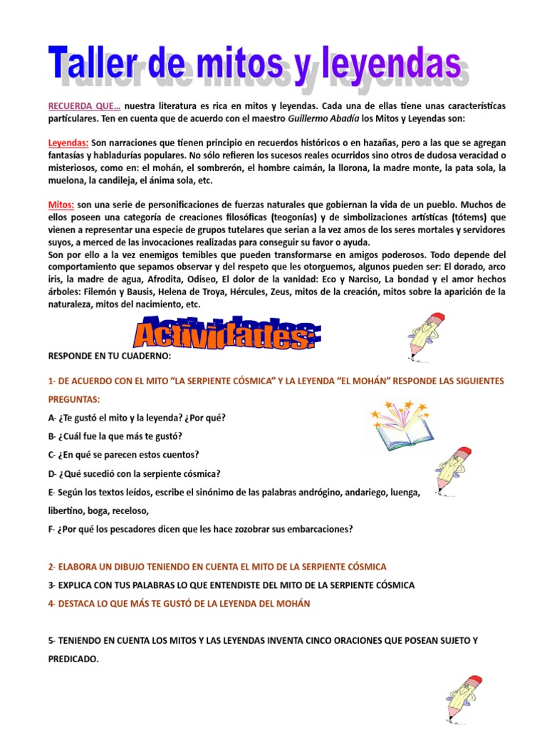 Taller Mito y Leyenda 5 | PDF | Mitos de la creación