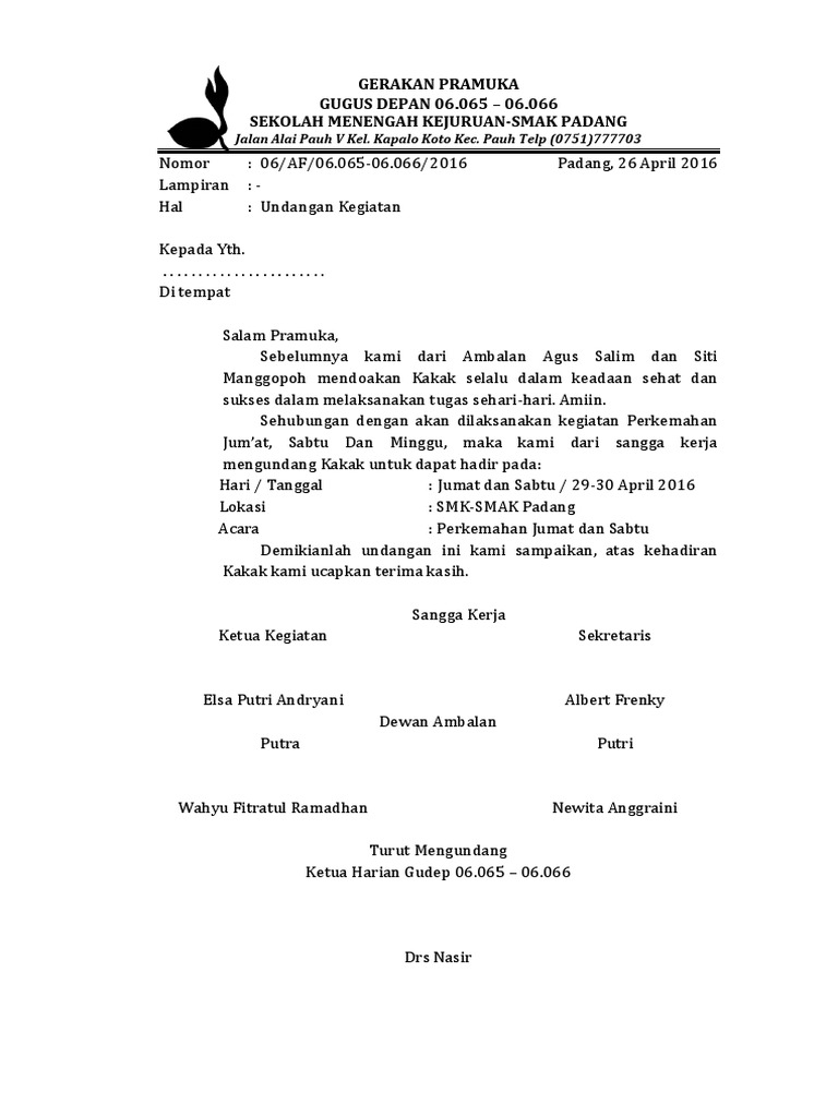 Undangan Perkemahan Pramuka 2016 | PDF