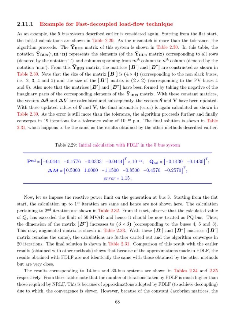 Example For Fast-Decoupled Load-Flow Technique: Y Y Y Y | PDF | Matrix ...