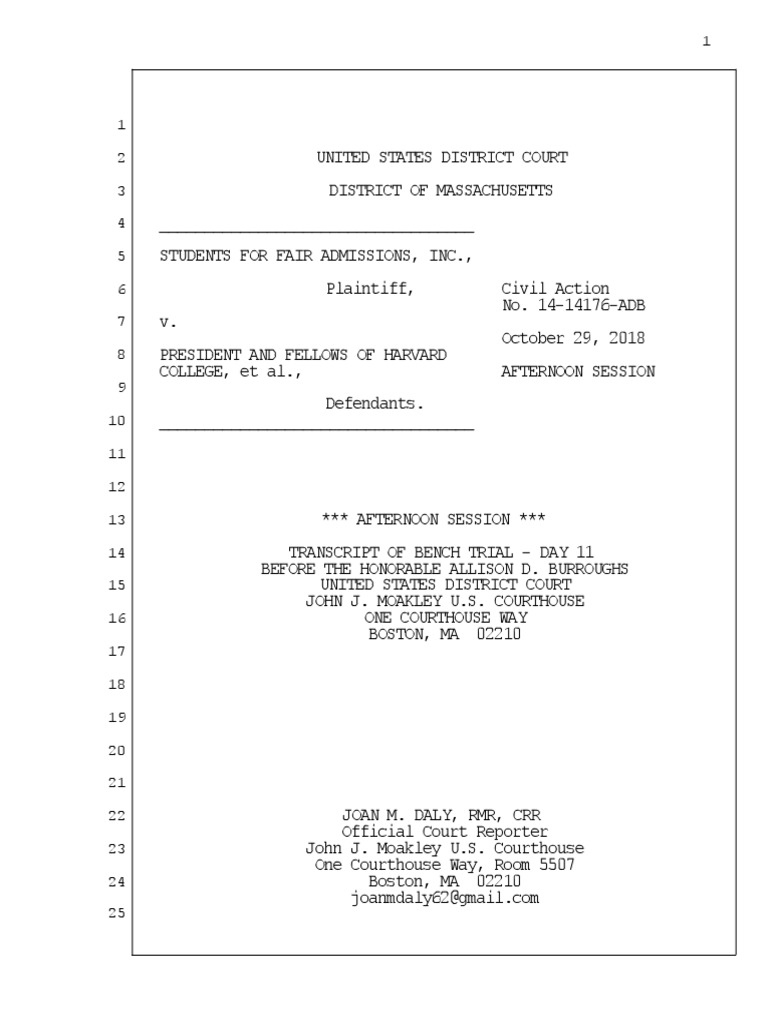 Harvard Admissions Trial Transcript | PDF | Hispanic And Latino ...