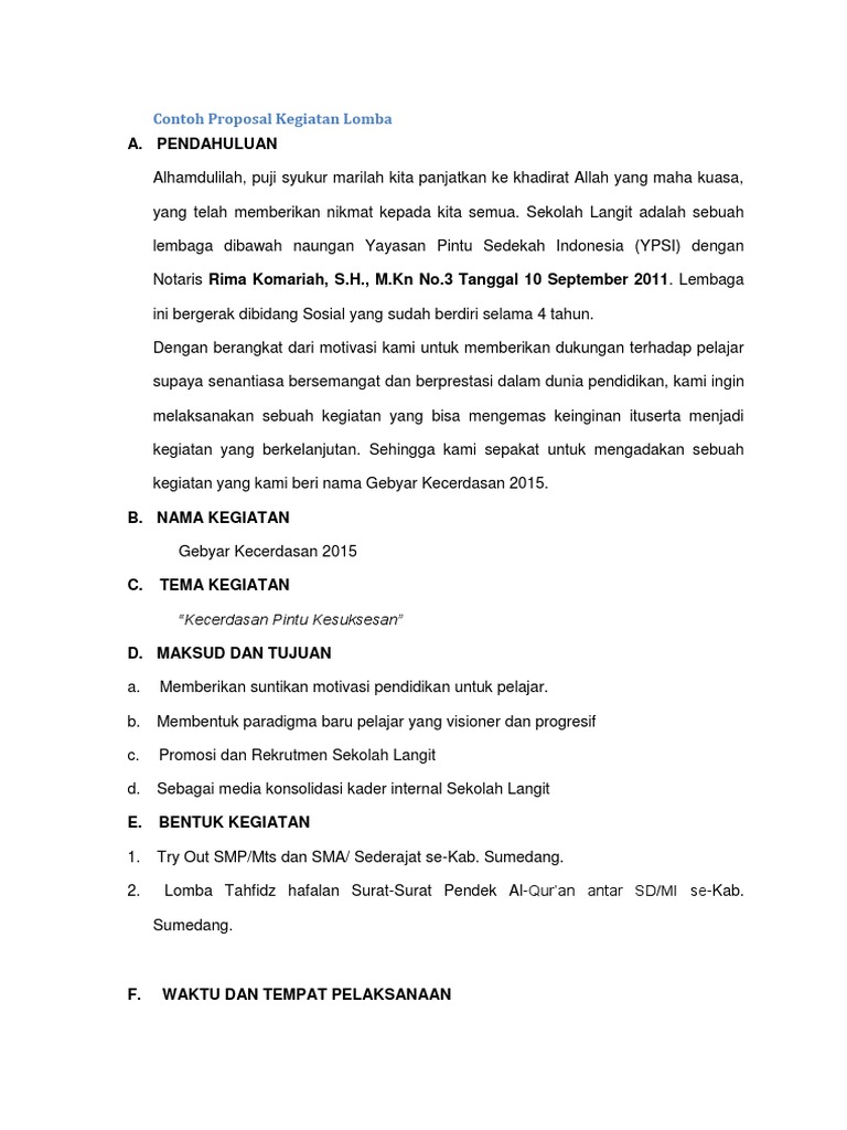 Contoh Proposal Kegiatan | PDF