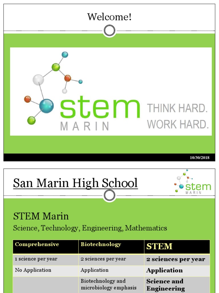 Stem Marin 8th Grade Family Night | PDF | Science, Technology ...