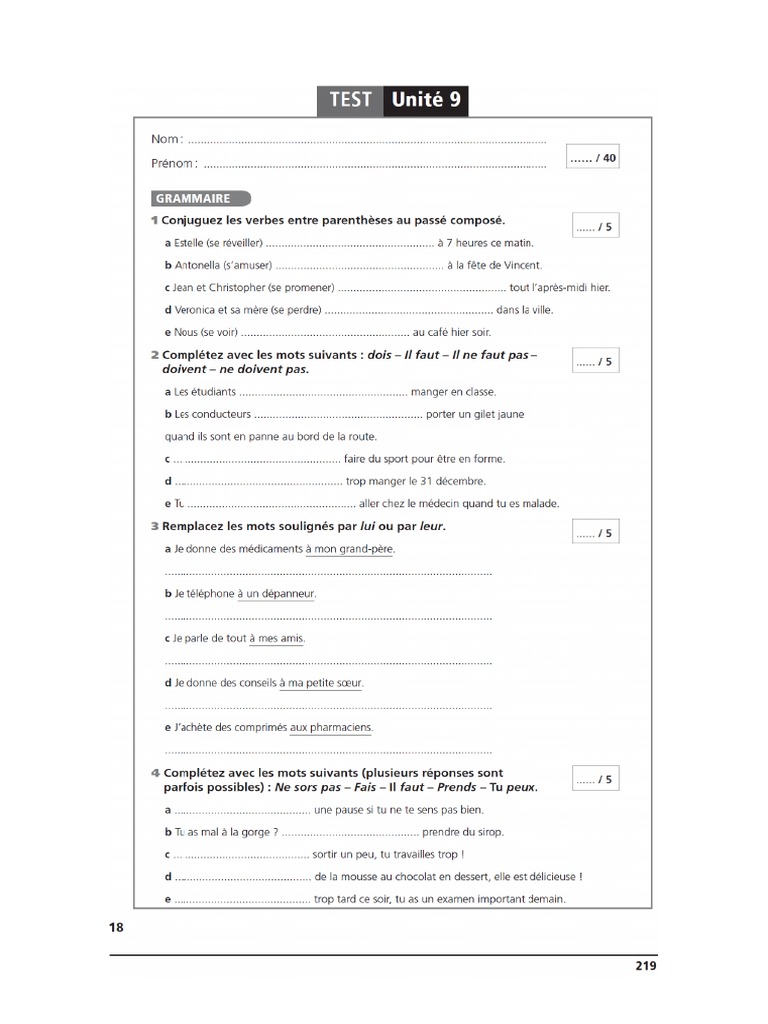 Test Unite 9 Edito A1 | PDF
