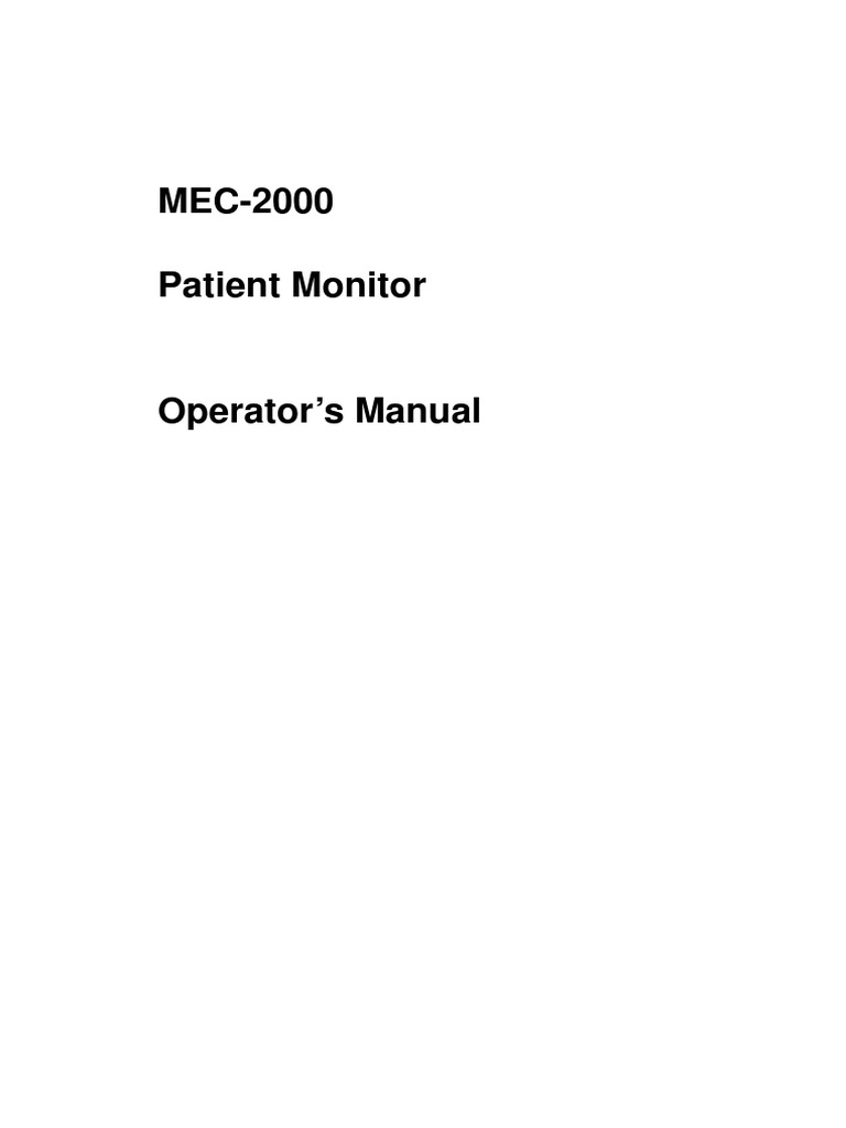 Mindray MEC 2000 Monitor de Paciente Manual de Usuario | PDF | Computer ...