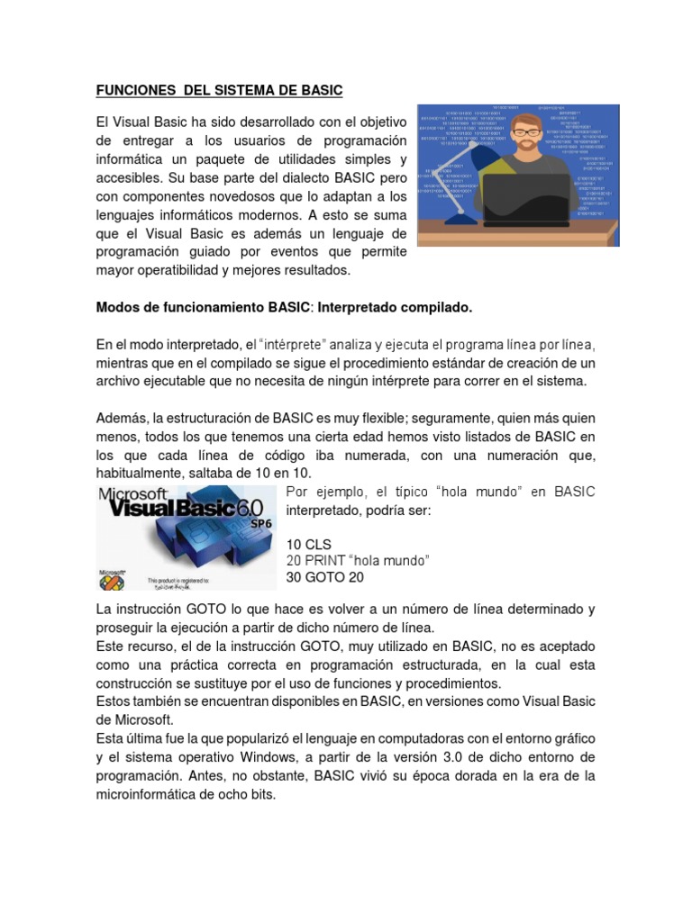 Funciones Visual Basic | PDF | Básico | Lenguaje de programación