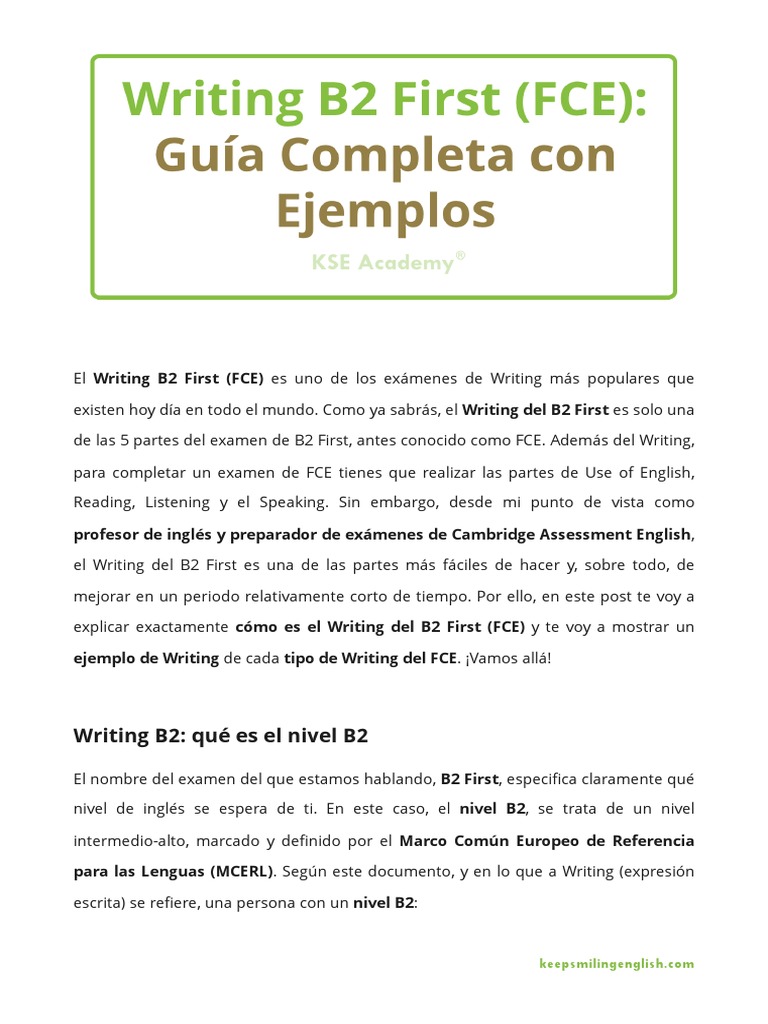 Writing B2 Guía Con Ejemplos | PDF | Escritura | Prueba (evaluación)