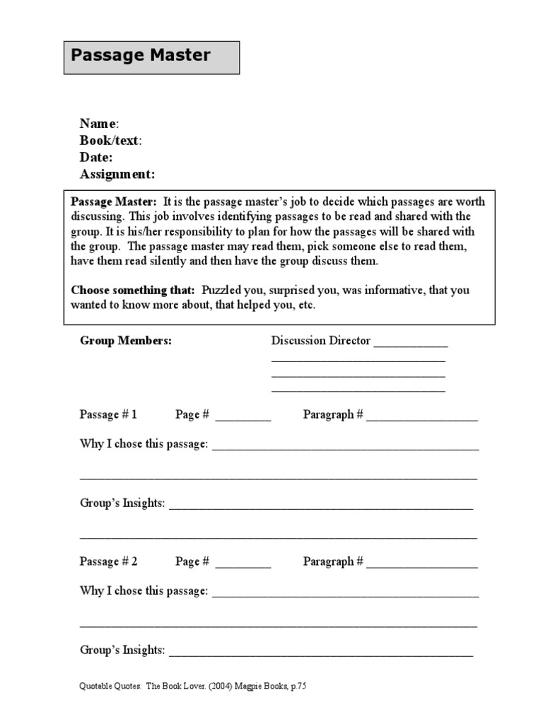 Passage Master PH Edit | PDF