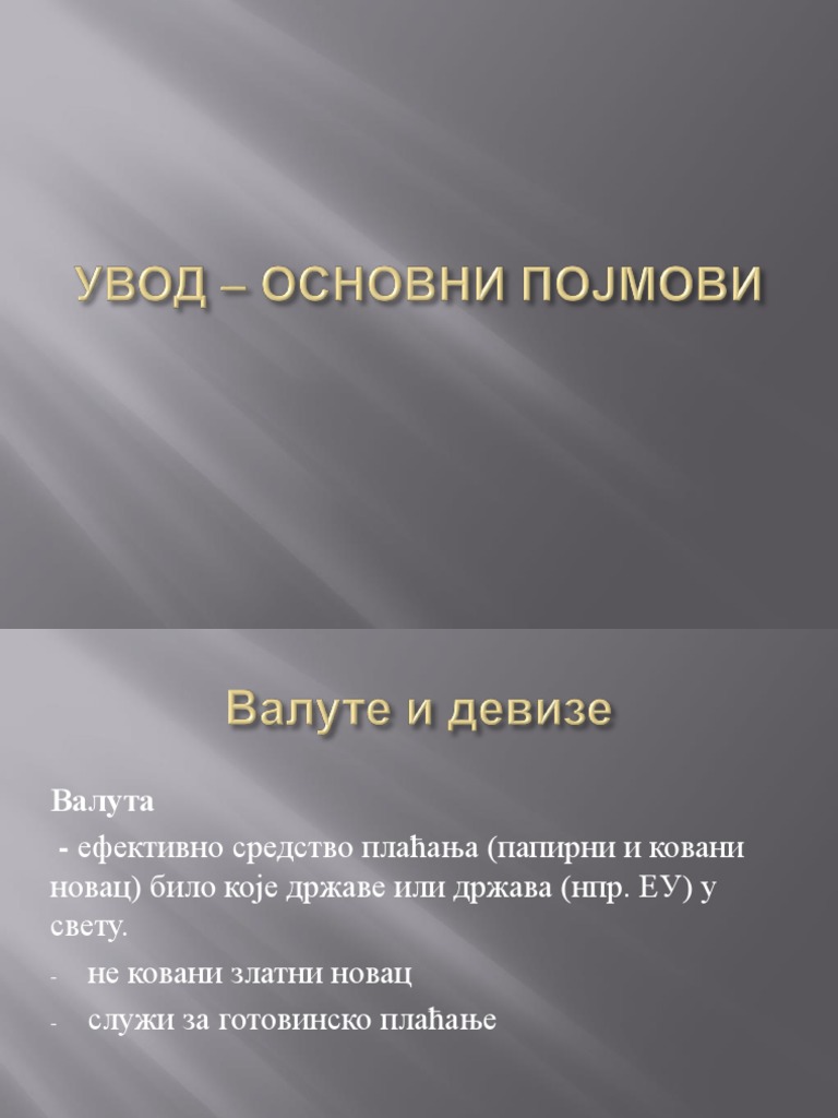 Devizno I Carinsko Poslovanje - Osnovni Pojmovi | PDF