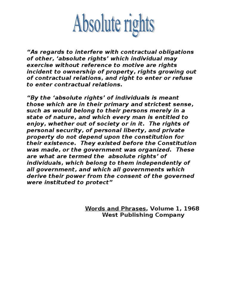 Absolute Rights and Contractual Obligations | PDF | Politics | Social ...
