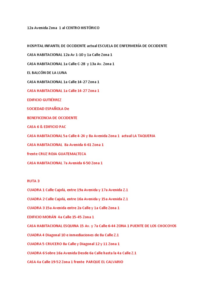 12a Avenida Zona 1 Al CENTRO HISTÓRICO | PDF