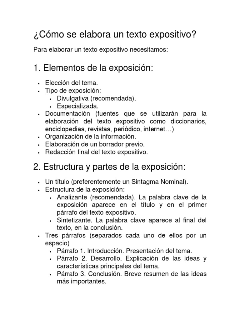 Cómo Se Elabora Un Texto Expositivo