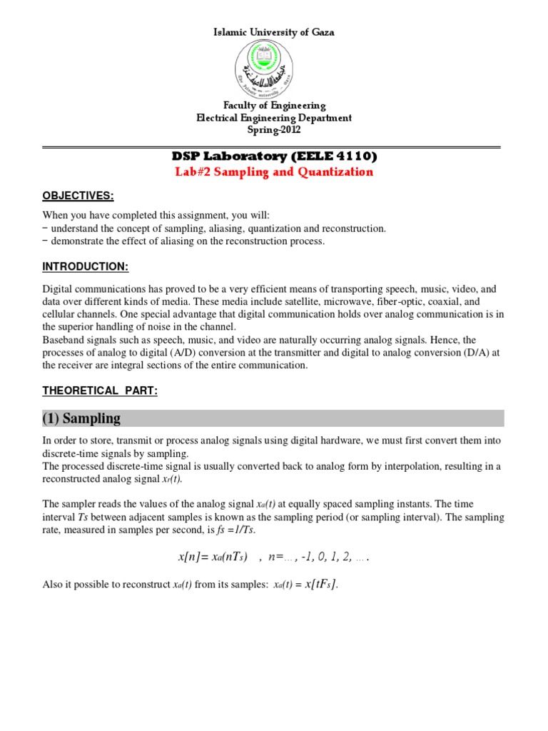 Gaza University Lab Explores Digital Signal Sampling | PDF | Sampling (Signal Processing ...