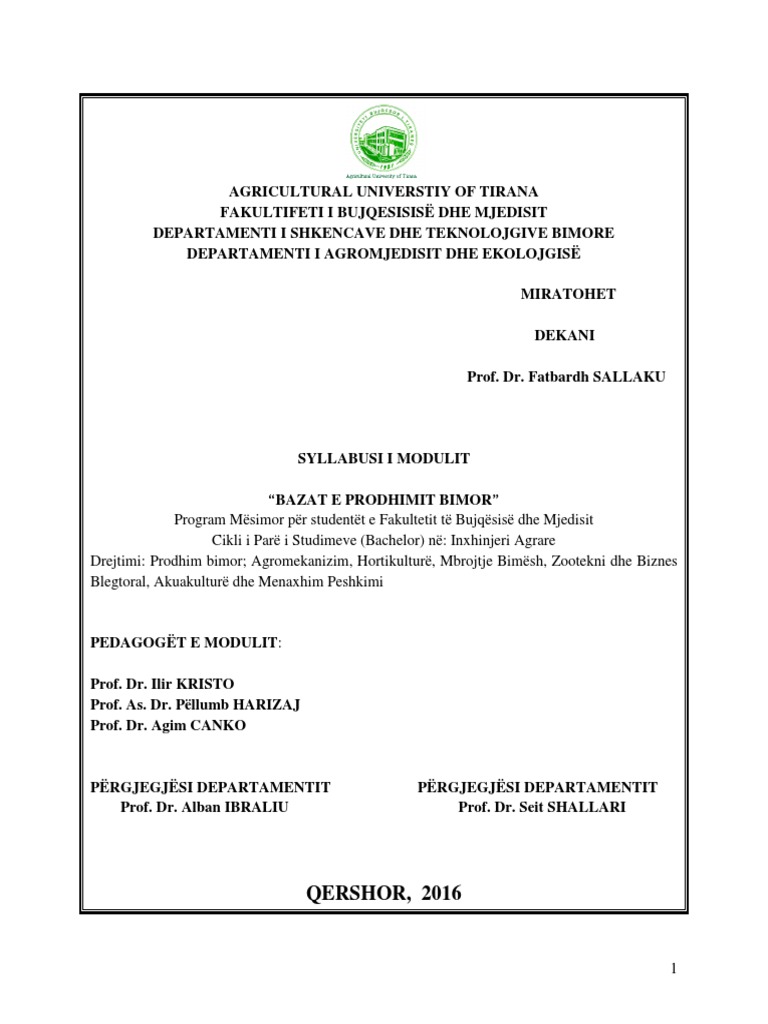 Bazat e Prodhimit Bimor - 2016 | PDF