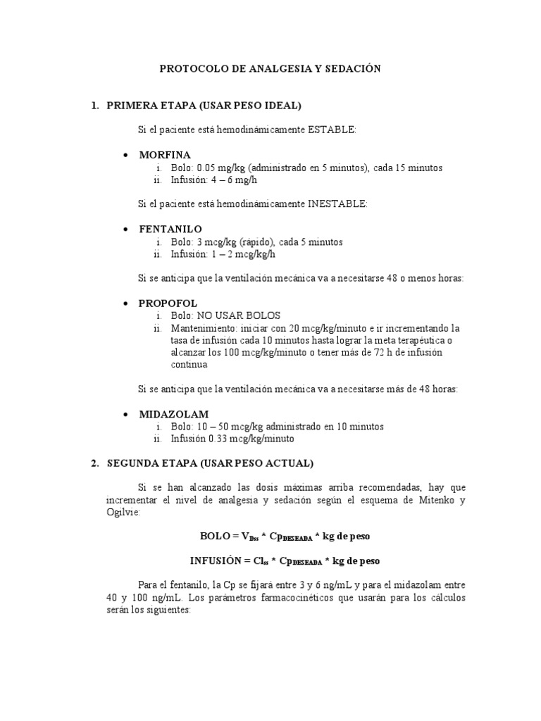 Protocolo de Analgesia y Sedación Modificado | PDF | Fentanilo | Analgésico