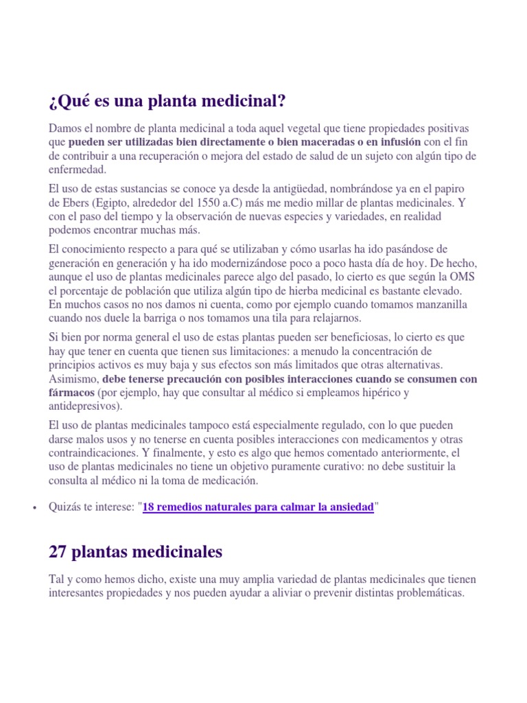 Qué Es Una Planta Medicinal | PDF | Plantas medicinales | Diabetes mellitus
