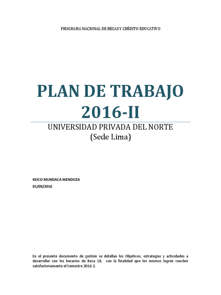 Plan de Trabajo UPN | PDF | Evaluación | Maestros