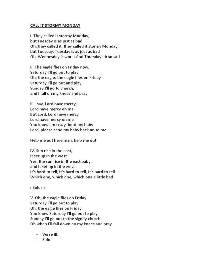 Call It Stormy Monday | PDF