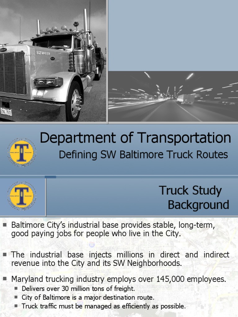 Department of Transportation: Defining SW Baltimore Truck Routes | PDF ...