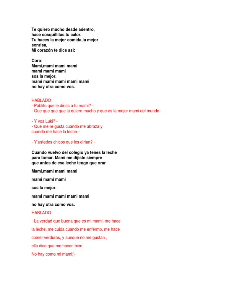 Cancion Mami | PDF