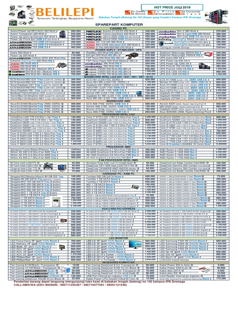 Computer Spare Parts Price List | PDF