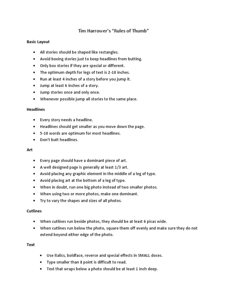 Tim Harrower's - Rules of Thumb PDF | PDF