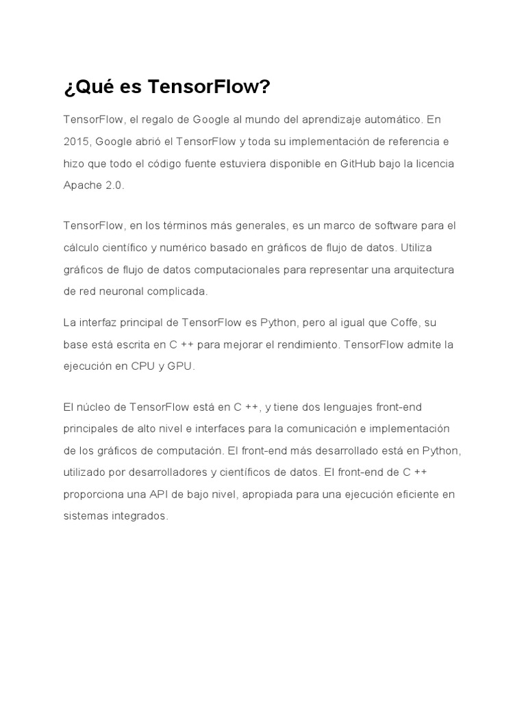 ¿qué Es Tensorflow Descargar Gratis Pdf Tensor Aprendizaje Automático