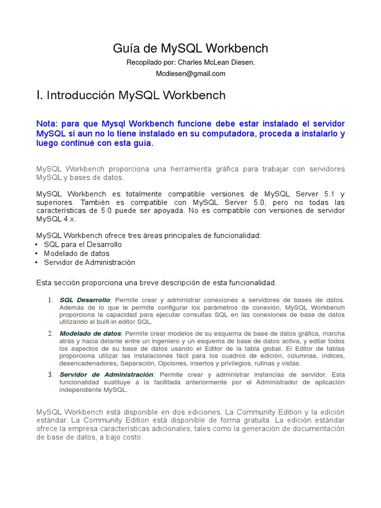 Guía Rápida de MySQL Workbench | PDF | Mi sql | Servidor (Computación)