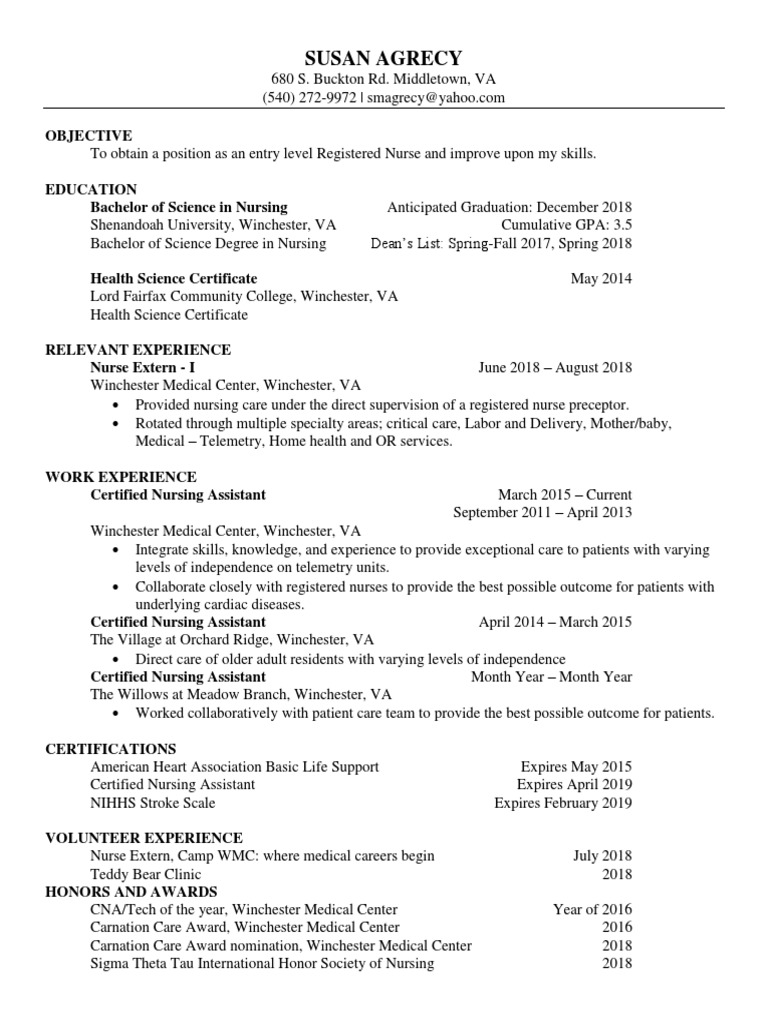 Susan Agrecy Resume 2018-2-2 | PDF | Nursing | Home Care