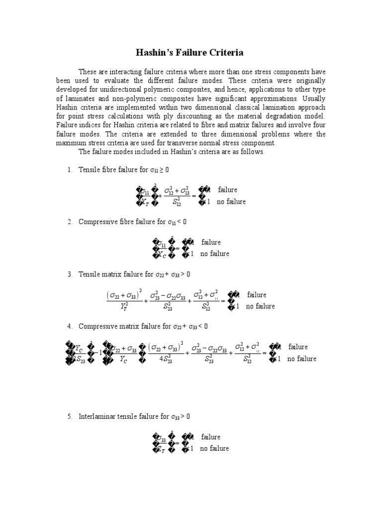 Hashin's Failure Criteria | PDF | Stress (Mechanics) | Composite Material