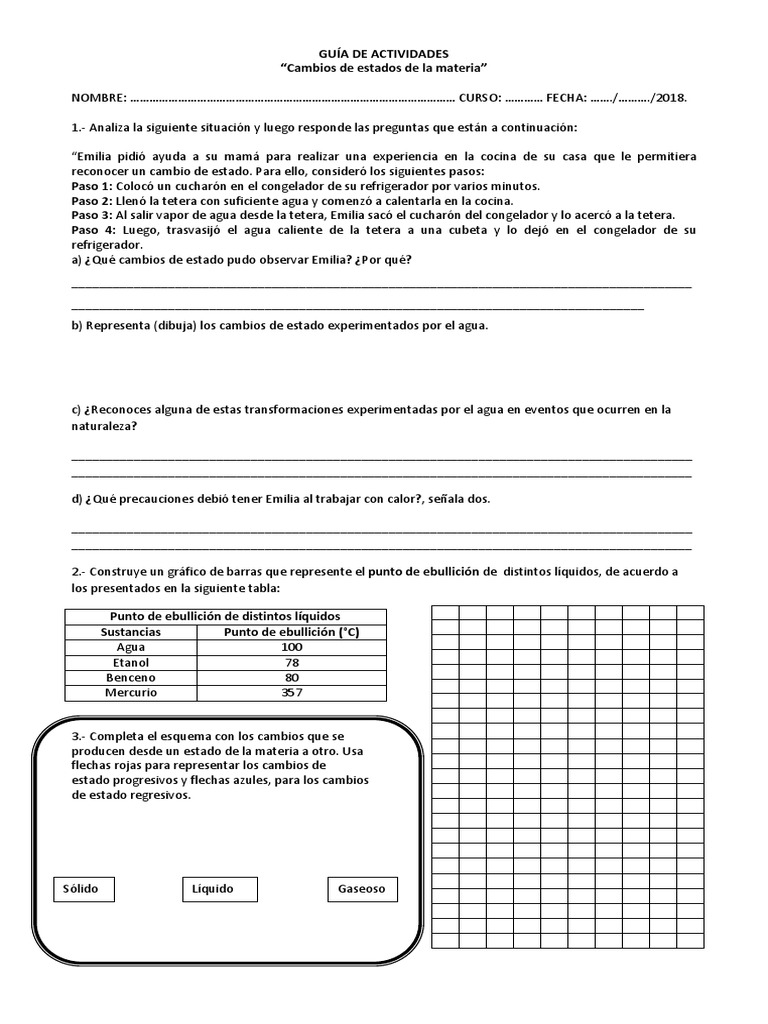 GUÍA de ACTIVIDADES Cambios de Estados de La Materia