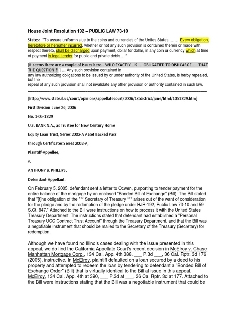 House Joint Resolution 192 | PDF | Legal Tender | Supreme Court Of ...