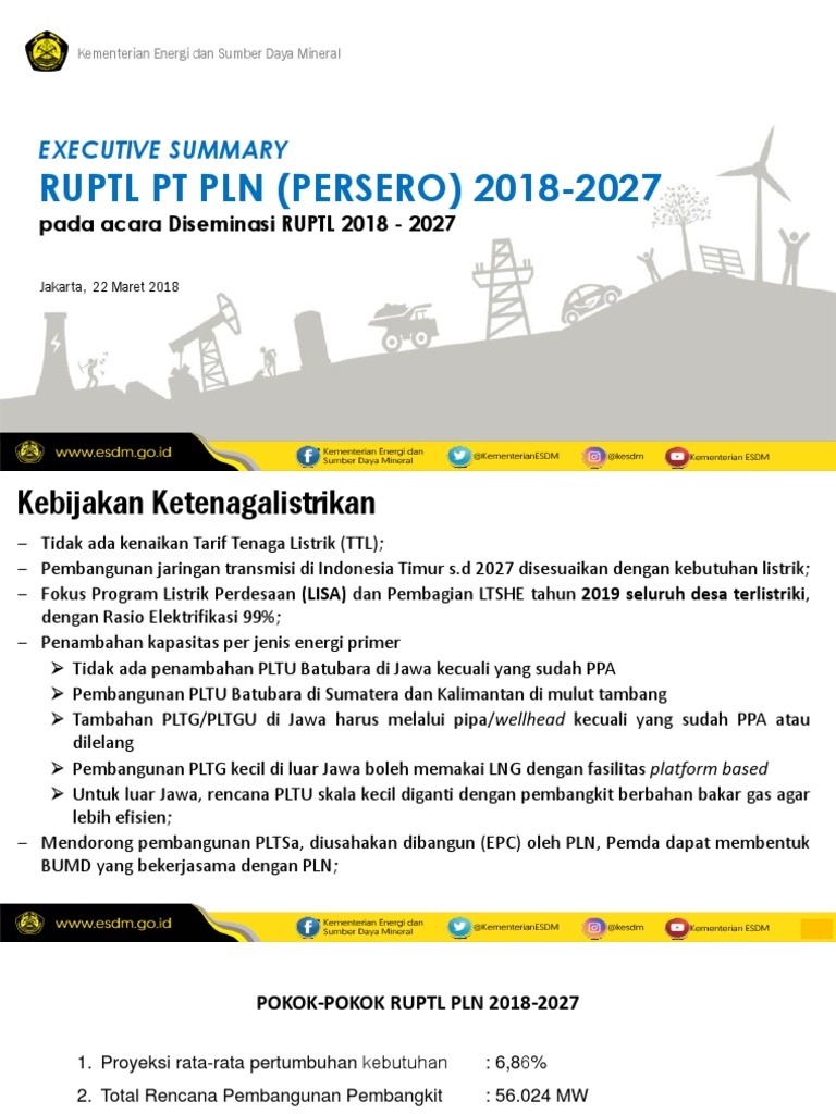 Content Ringkasan RUPTL PLN 2018 2027 | PDF