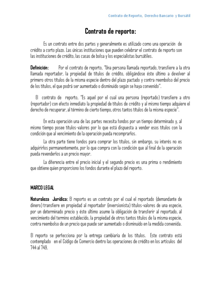 306486830-Contrato-de-Reporto.docx | Bolsa | Bancos