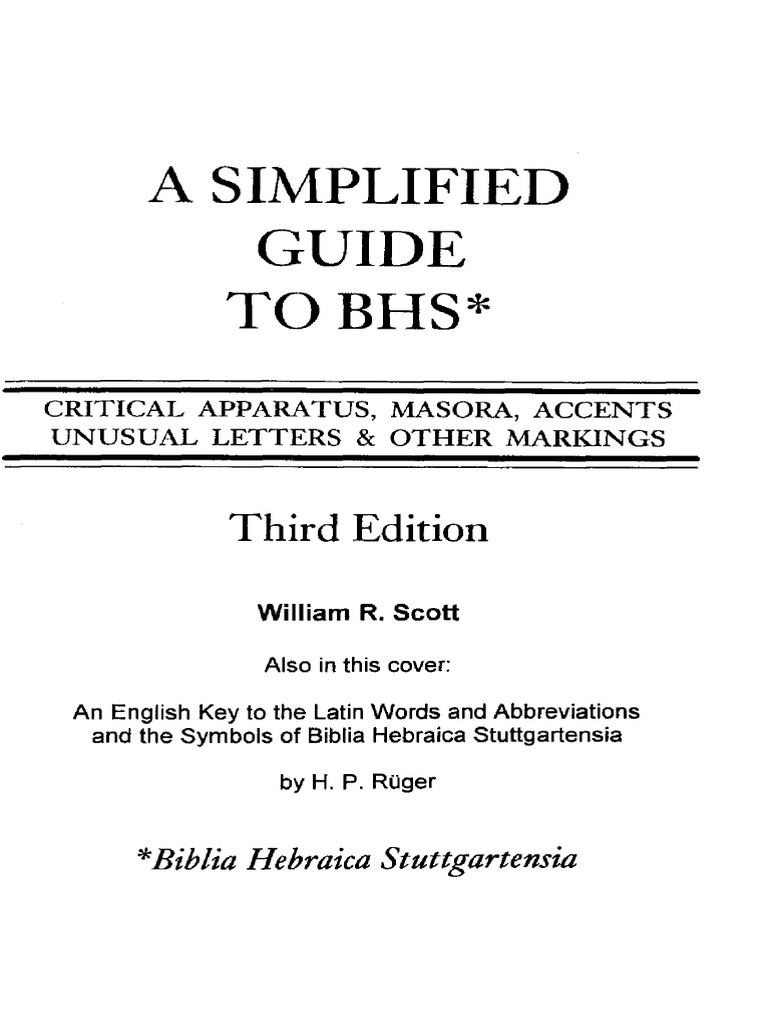 A Simplified Guide To BHS Critical Apparatus Masora Accents Unusual ...